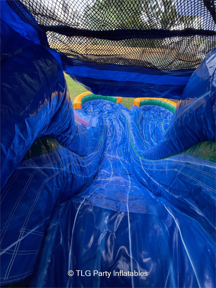 Dual Lane WAVE PALM Bounce House with Two Slides Wet/Dry (35L 13W 15T ...