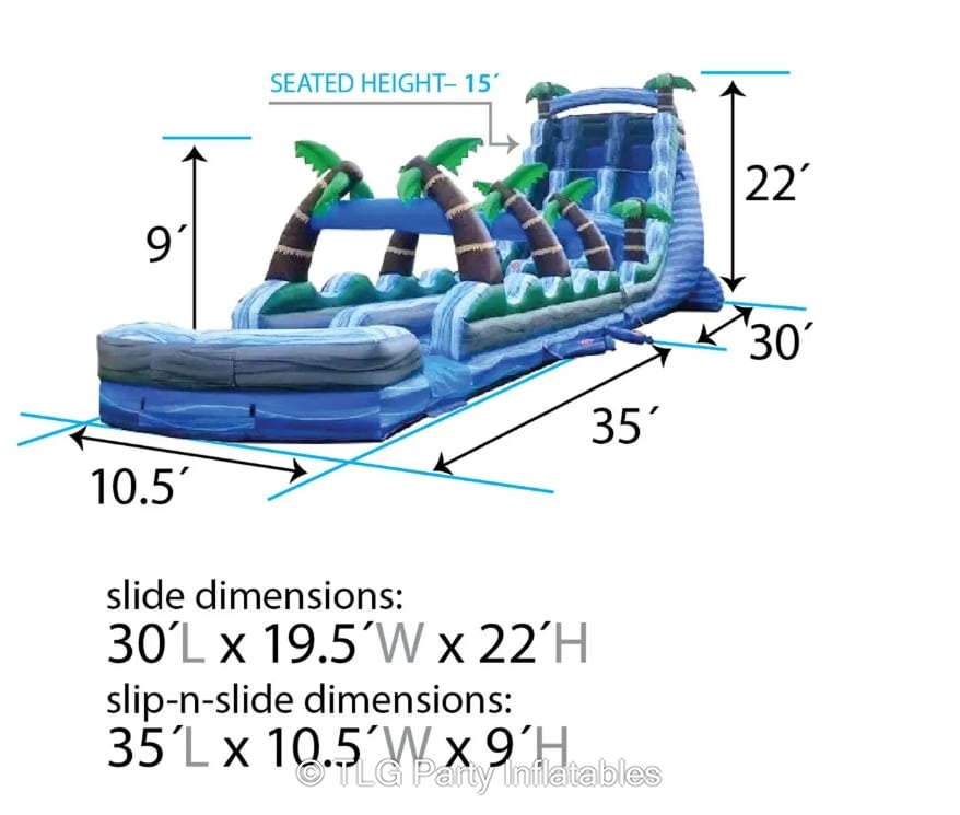 22 Foot Tall Tropical LOG Dual Lane Water Slide & Slip n Slide Combo ...